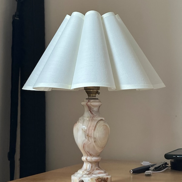 Cream Pleated Lampshade for Table Lamps Pendant Light PVC Fabric Petal ...