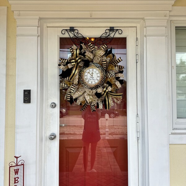 Elegant New Years Wreath, Happy New Year Party Decor, Wreath for Front ...