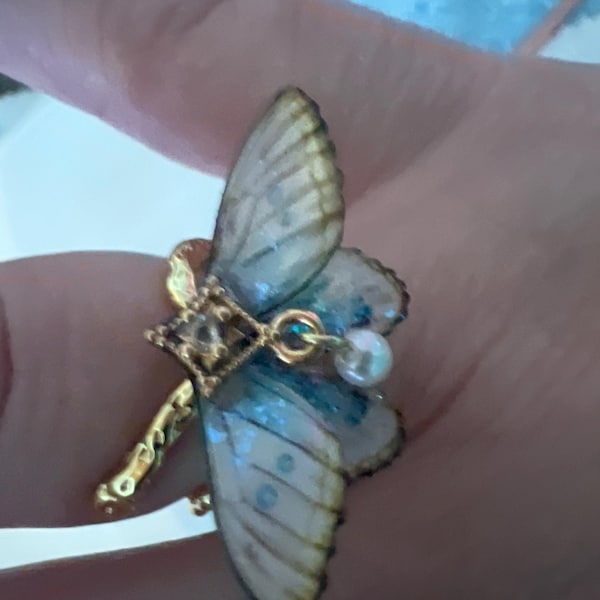 Moth Ring With Pearl, Cute Moth Wings Rings, Insect Fairy Resin Jewelry ...