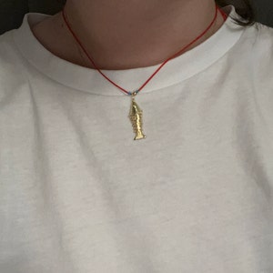 925 Sterling Silver Fish Necklace, Gold Fish Necklace, Red String ...