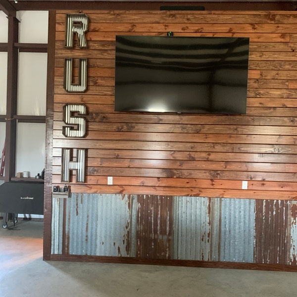 Large Metal Letters, 3D Rustic, Chunky Thick Metal Initials, Stained or ...