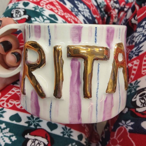 Custom Design Name Ceramic Handmade Pottery Mug Craft Gift Idea Coffee ...