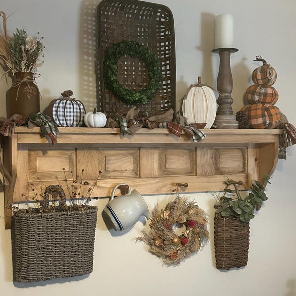 Vintage Farmhouse Pie Safe 36”T Cabinet - Screen or Chicken Coop Wire W ...