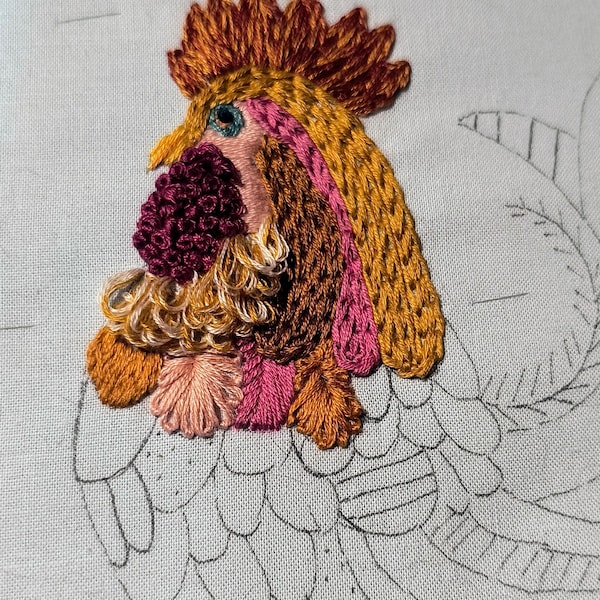 Colorful Rooster Hand Embroidery Pattern - PDF Instant Download for ...