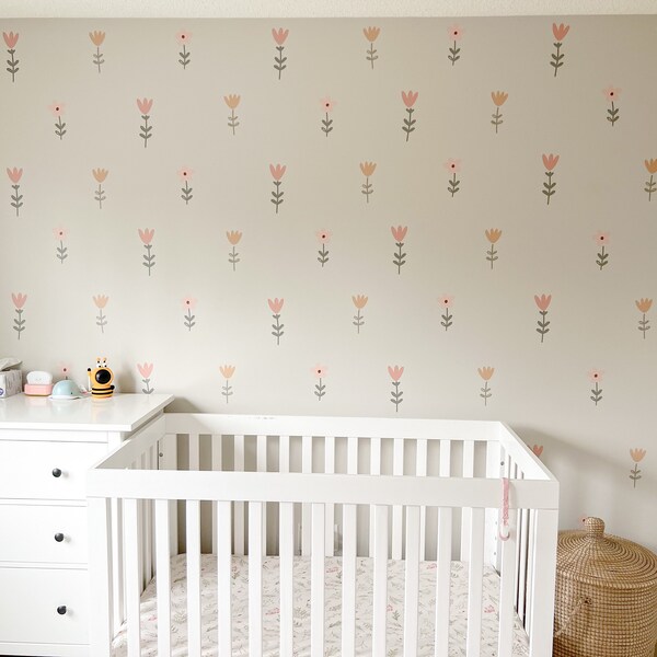 Wildflower Fabric Wall Decals, Boho Floral Decals for Girls Nursery ...