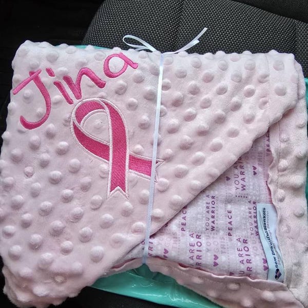 Personalized Breast Cancer Awareness Blanket, Chemo Comfort Blanket ...