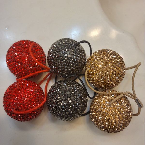 Large Oversized Jumbo 40mm Disco Hair Bobbles. Rhinestone Hair Bobbles ...