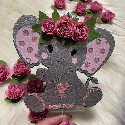 Girl Elephant SVG, Vector Clip Art, Baby Girl Elephant for Baby Shower ...