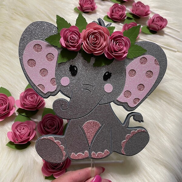 Girl Elephant SVG, Vector Clip Art, Baby Girl Elephant for Baby Shower ...