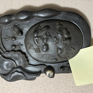 Old Chinese Heavy Ink Stone Hand Carving Figures Inkstone With Ink ...