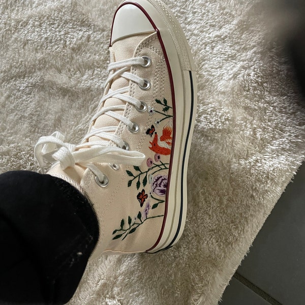 Embroidered Converse Hi Tops/converse Pet Chuck Taylor 1970s/custom Fox ...