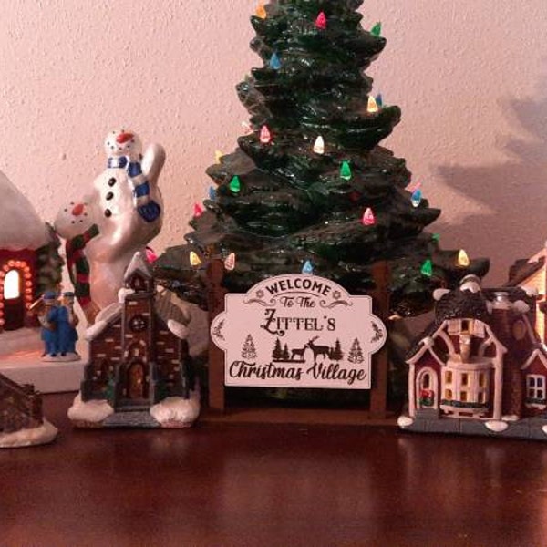Personalized Christmas Village Sign, Welcome to Our Village Sign ...