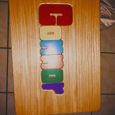 Solid Oak wood Name Personalized Puzzle Step Stool Pastel - Etsy