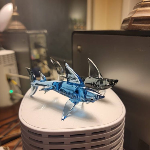 Glass Shark Figurine, Art Glass Fish, Blown Glass Shark, Shark ...