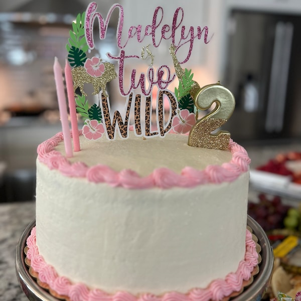 Personalized TWO Wild Cake Topper Jungle Theme Cake Topper Safari Theme ...