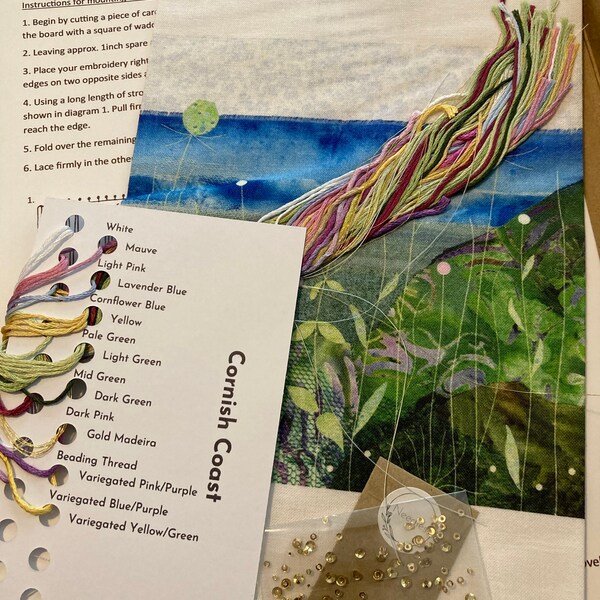 Floral Embroidery Kit - 'cornish Coast' - Modern Hand Embroidery - Etsy