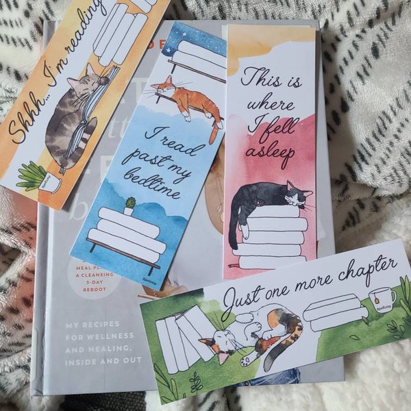 Bookshelf Bookmark | Reading Log Bookmark | Sleepy Cat Theme | Reading ...