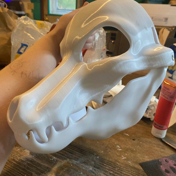 Toony Wolf Skull Mask - Movable Moving Hinge Jaw- 3D Printed Skulldog ...