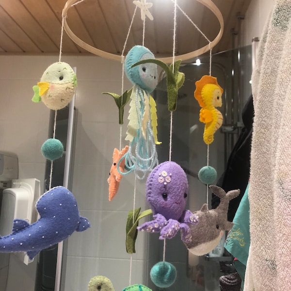 Ocean Baby Mobile, Sea Creatures Crib Mobile, Nautical Cot Mobile ...