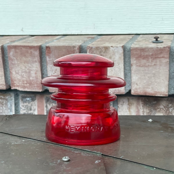2 Authentic Vintage Medium Size Glass Insulators Colorized Red. Set of ...