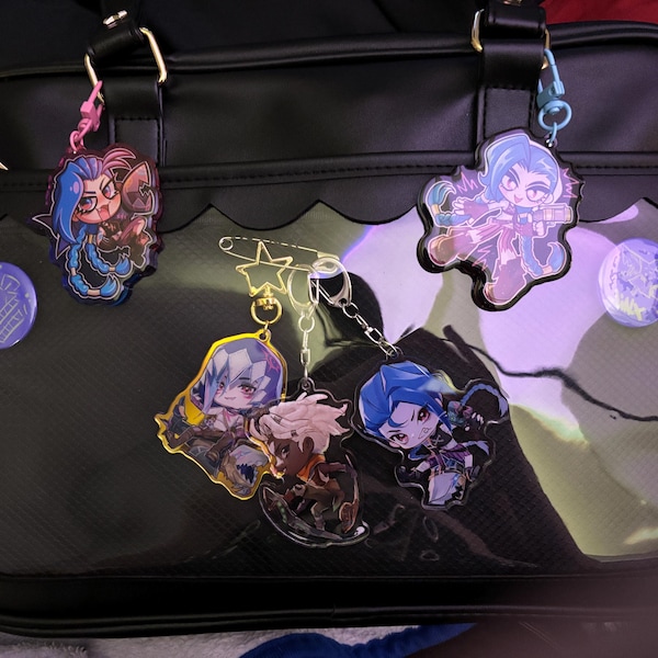 Arcane Keychain Charm, Holographic Sticker, Vi, Caitlyn, Jinx, Ekko ...