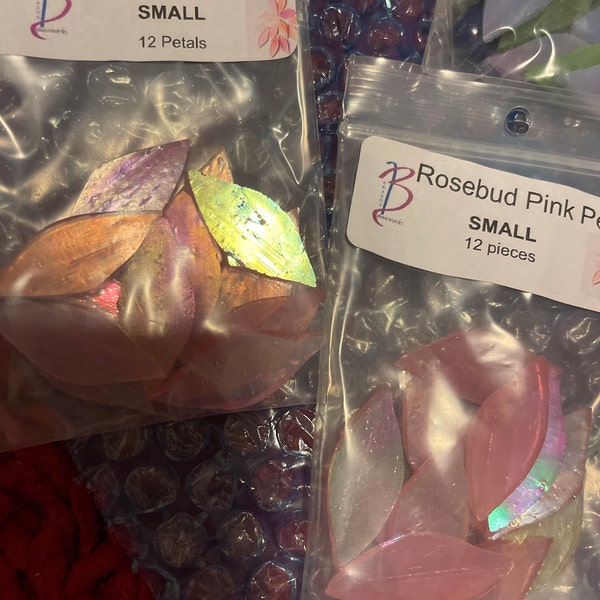 Rosebud Pink Iridized SMALL Glass Petals for Mosaics or Stained Glass ...
