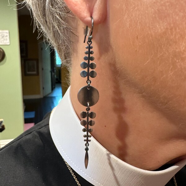 Inverted Crescent Moon With Hummingbird Skull Earrings Sterling Silver ...