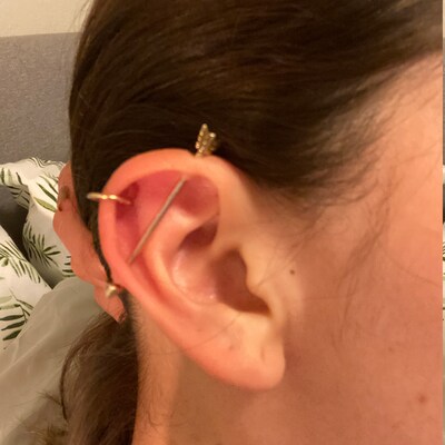 14k Solid Yellow Gold Industrial Arrow Barbell..14g.32mm..35mm..38mm - Etsy