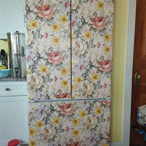 MINI Fridge Wrap Floral, Boho Fridge Vinyl Cover, Mini Fridge Decal ...