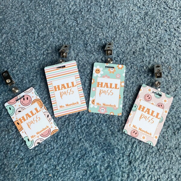 Retro Groovy Smiley Acrylic Classroom Hall Passes - Etsy