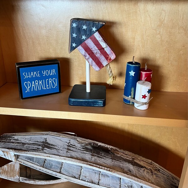 Rustic Wood American Flag Blocks - Etsy