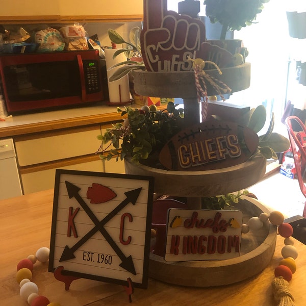 Football Tier Tray Decor | Kansas City Decor | Paint Kits | Finished ...