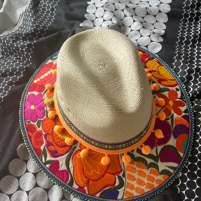Mexican Palm Hat. Embroidered Hat. Colorful Floral Hat. - Etsy