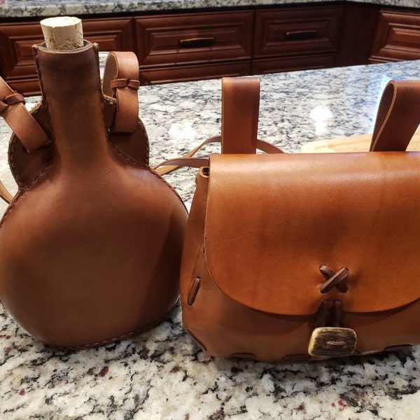 720 Ml Medieval Leather Bottle - 3 Colors - Historical Leather Flask ...