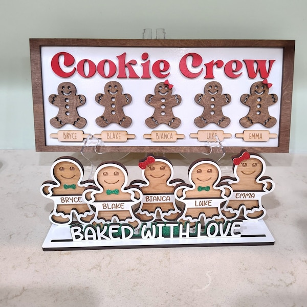 Gingerbread Family 3D Farmhouse Sign - Cookie Crew -gingerbread Sign ...