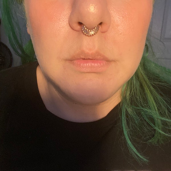 14 Karat Rose Gold Beaded Stacked Septum Ring ~ Quad Stacked Septum ...