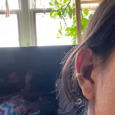 Triple Stacked Conch Hoop Clicker With Twist, Gold Conch Earring, 16 ...