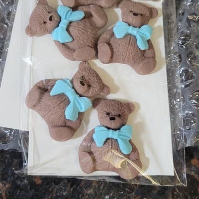 12pcs Fondant Edible Decorations, Bear With Bow Edible Treats ...