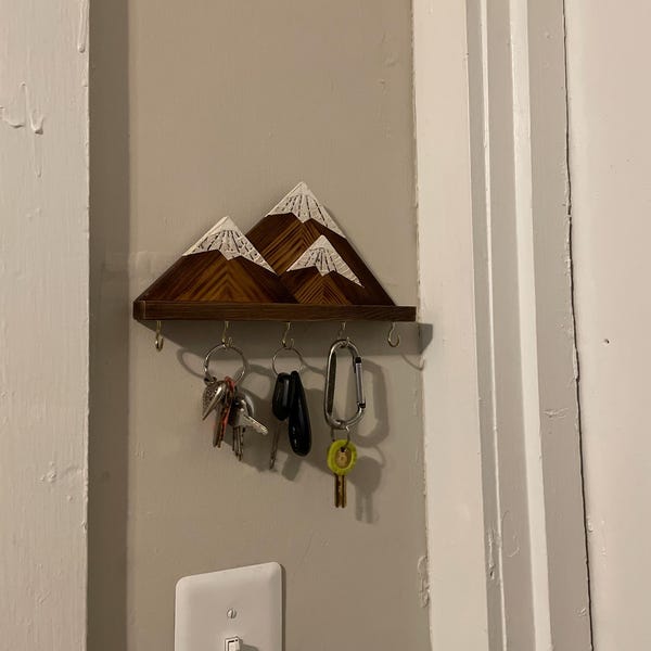 Mountain Key Holder | Wall Key Hanger Shelf | Rustic Home Decor Gift - Etsy