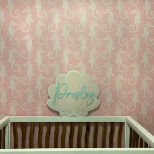 Personalized Seashell Wooden Sign, Nursery Name Sign, Baby Housewarming ...