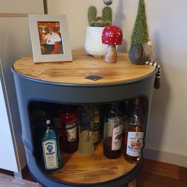Barrel Minibar Barrel Wood Steel Whisky Shelf Coffee Table Side Table ...