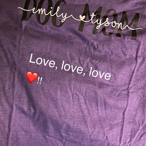 Dog Mom Shirt With Script Font Pet Names - Hearts and Personalized Pet ...