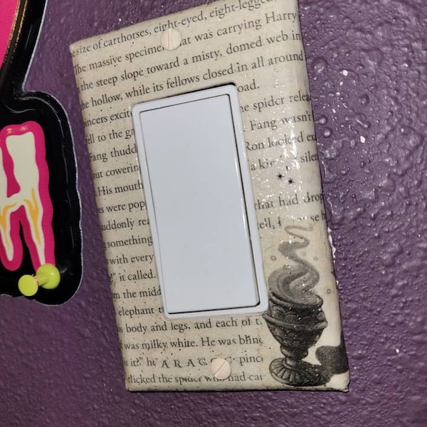 Book Page Wall Light Switch Plate With PICTURE, Light Switch Cover ...