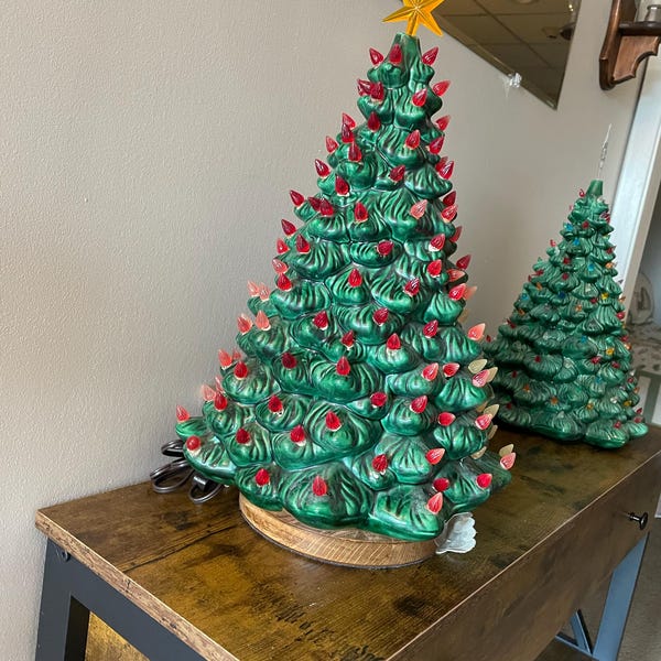 Wood Ceramic Christmas Tree Base With Light - Etsy