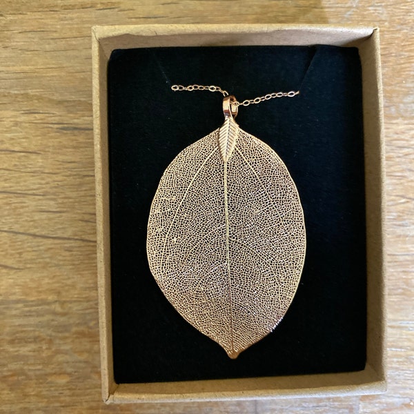 Real Leaf Necklace Gold Long Necklace for Women Gorgeous Leaf Pendant ...