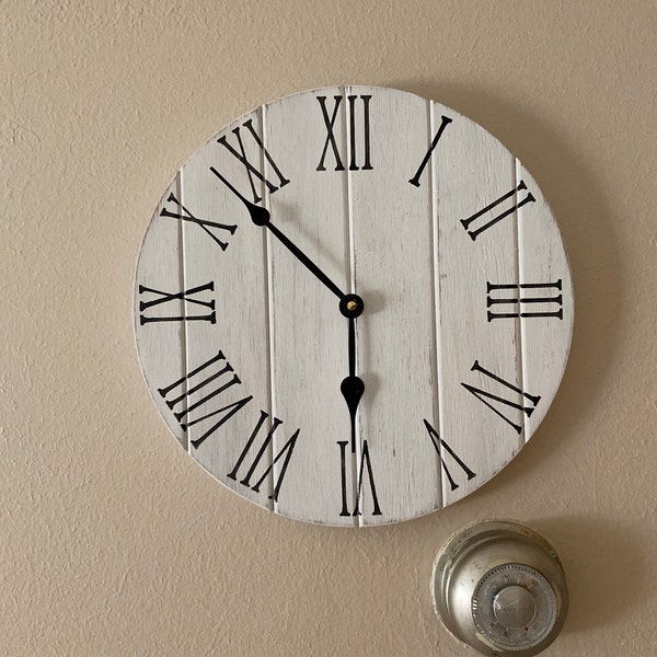 Rustic Farmhouse Kitchen Clock: 12" Silent Wood Wall Decor - Etsy