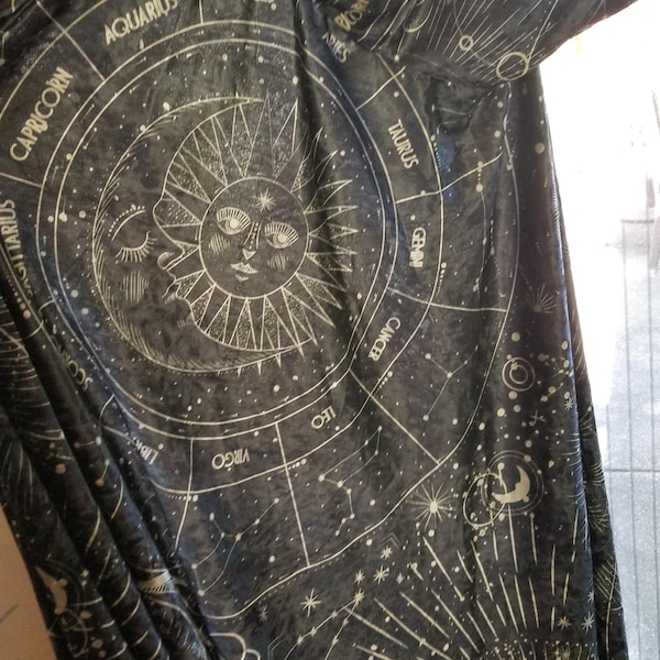 Velvet Celestial Cloak: Stars & Moon, Hooded Fantasy Cape - Etsy