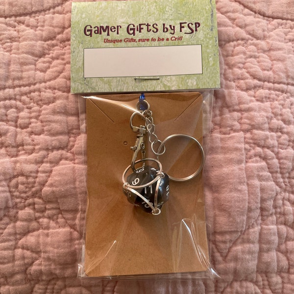 Bronze Keyring, Removable Caged D20 Keychain, TTRPG Accessories ...
