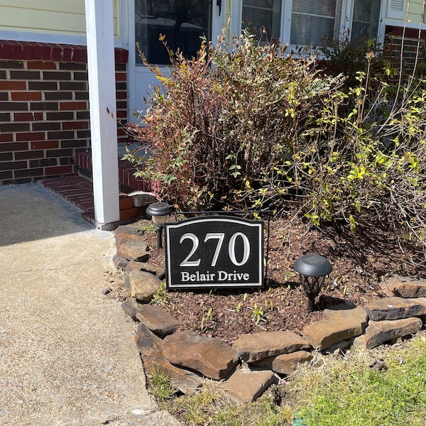 Hanging House Number Sign, Driveway Address Sign, Signpost Sign, Wood ...
