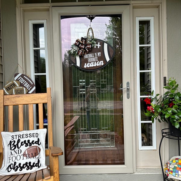 Front Door Decor | Hello Football Season | Football Sign | Football ...